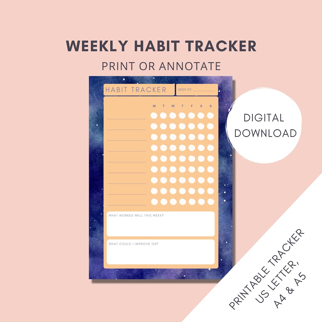 Weekly Habit Tracker | Printable Tracker | Space | Daily Journal | Goal ...