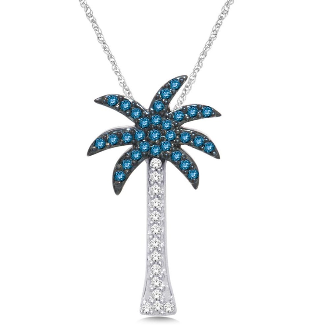 14K White Gold 1/4 Ct.tw. Diamond Palm Tree Pendant - Etsy