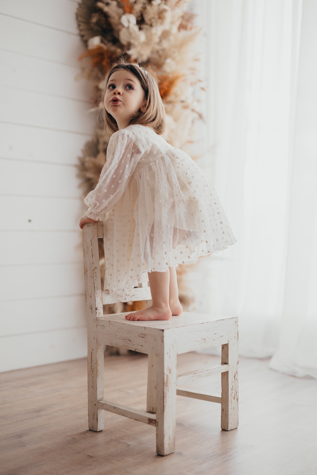 Mercedes Girls Boho Tulle Dress | Vintage Embroidered Muslin, Cream - Etsy