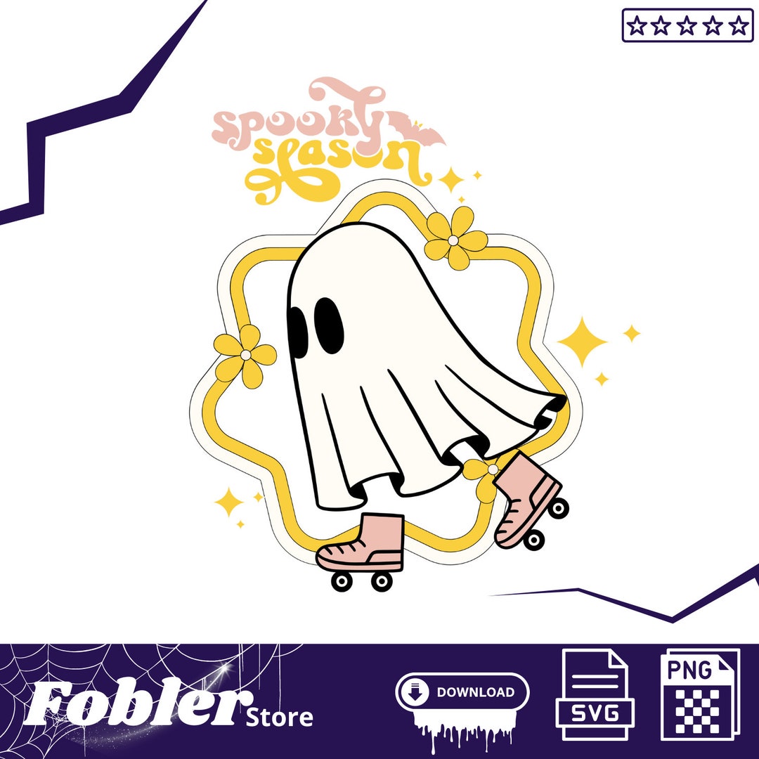 Cute Ghost Roller Skate SVG, Spooky Season Clipart, Halloween Shirt ...