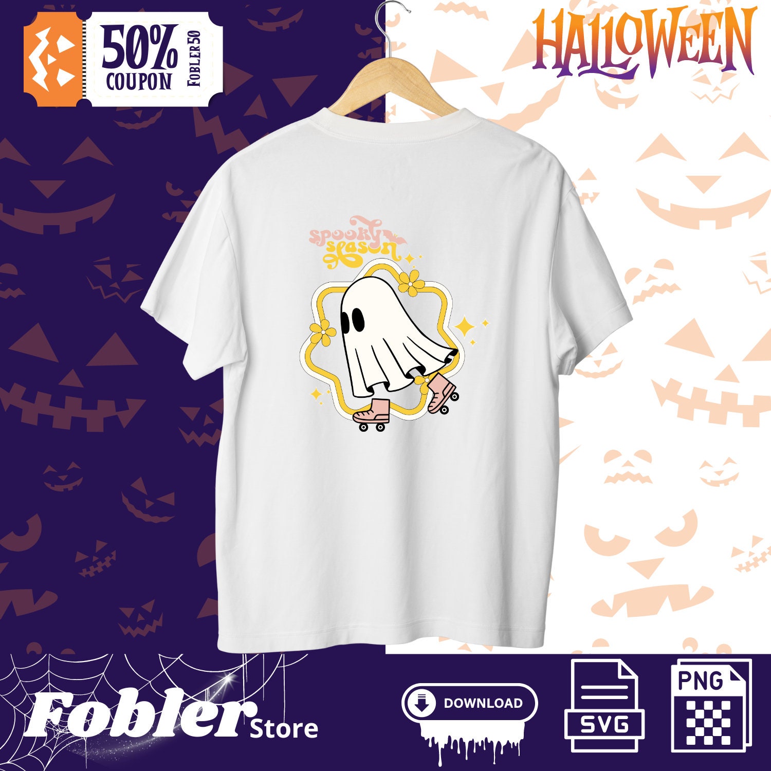 Cute Ghost Roller Skate SVG, Spooky Season Clipart, Halloween Shirt ...