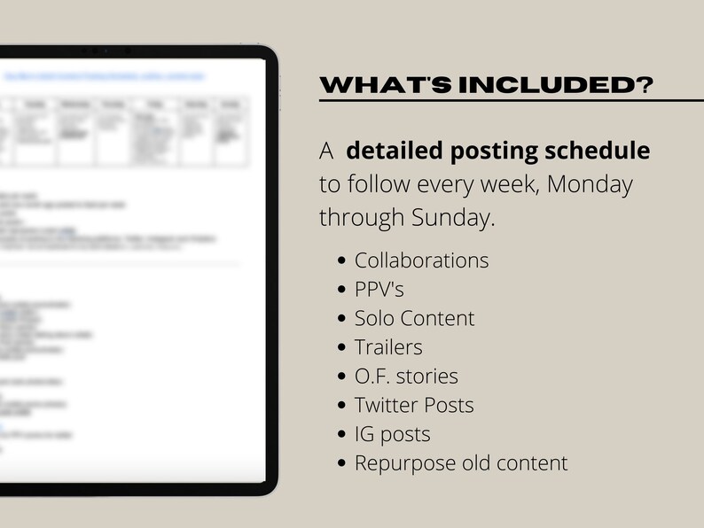 Adult Content Schedule Layout. Perfect for Onlyfans, Instagram, Twitter ...