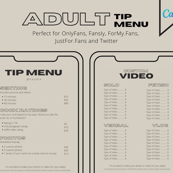 Onlyfans Tip Menu - Etsy