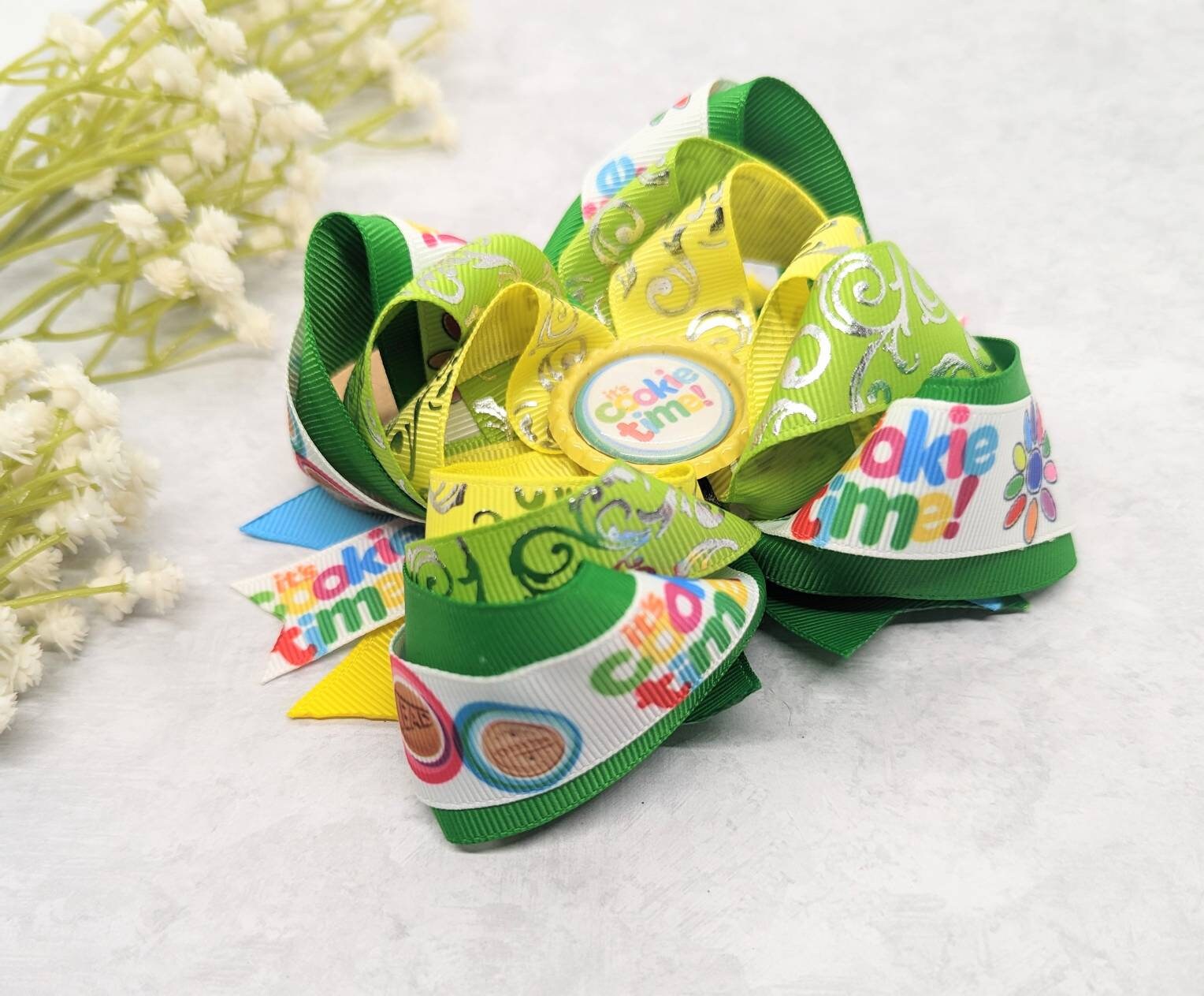 Daisy Girl Scout Hair Bows for Girls. Green Bow. Over the Top Boutique ...