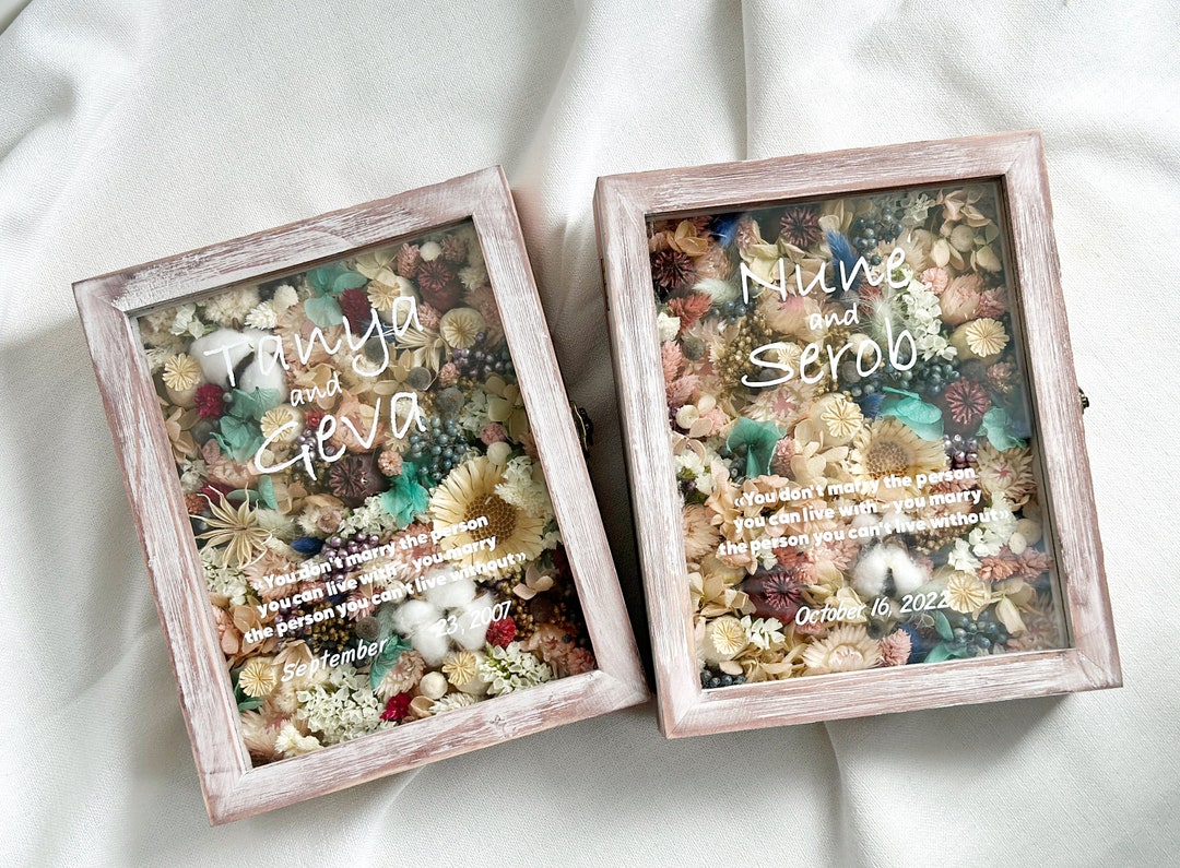 Wedding Gift Floral Box With Date and Name - Etsy