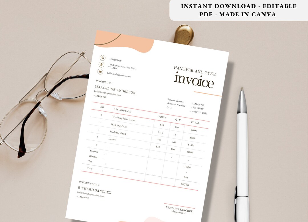 Beige Bold Modern Wedding Invoice Template, Invoice Template, Invoice ...