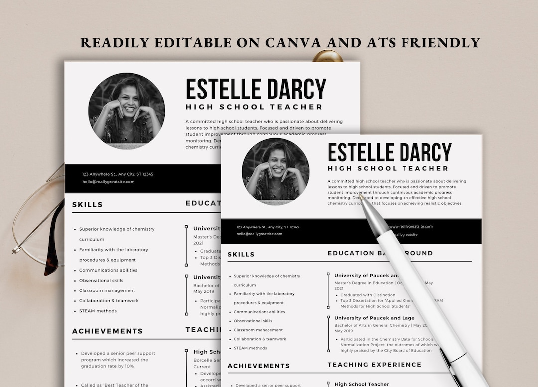 Class Teacher Resume Template for Canva Professional CV Template, Canva ...