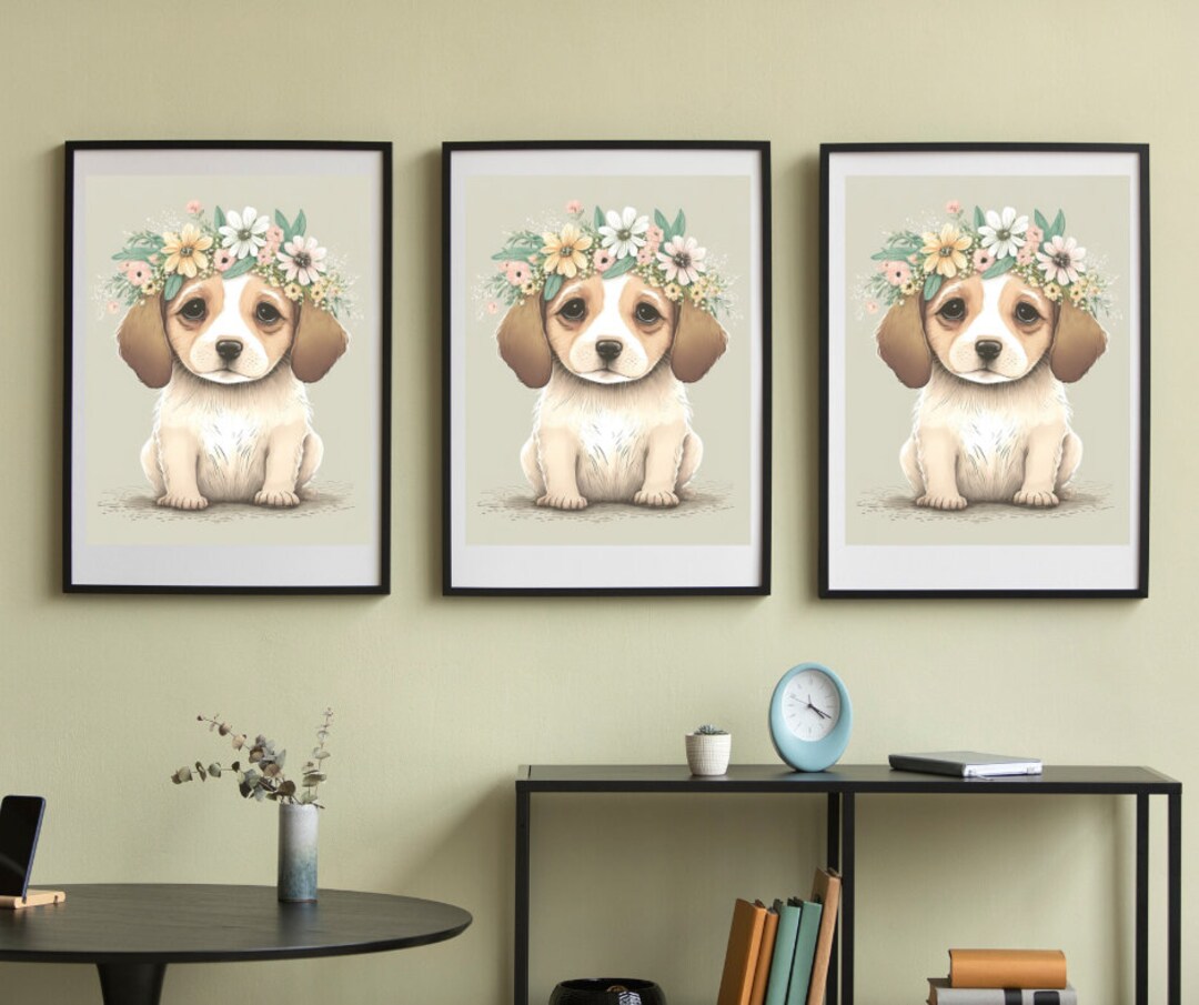 Little Cute Puppy Wall Art, Animal Wall Art, Home Decor, Pet Printable ...
