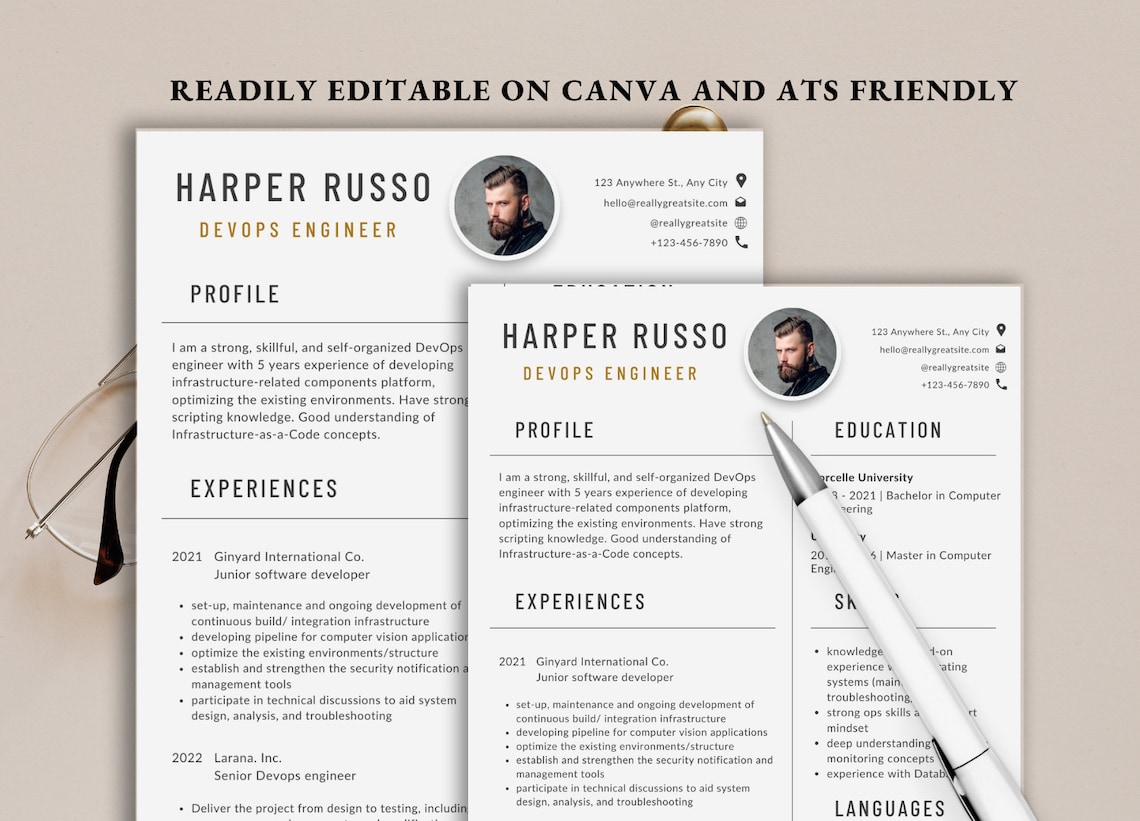 Devops Engineer CV Resume Template for Canva Professional CV Template ...