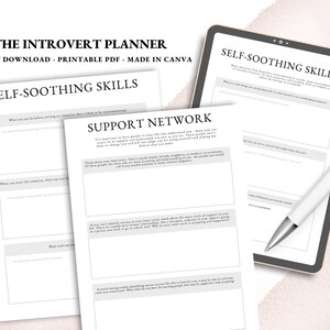 Introvert Planner Self Care Worksheet Digital Wellness Journal Mood ...