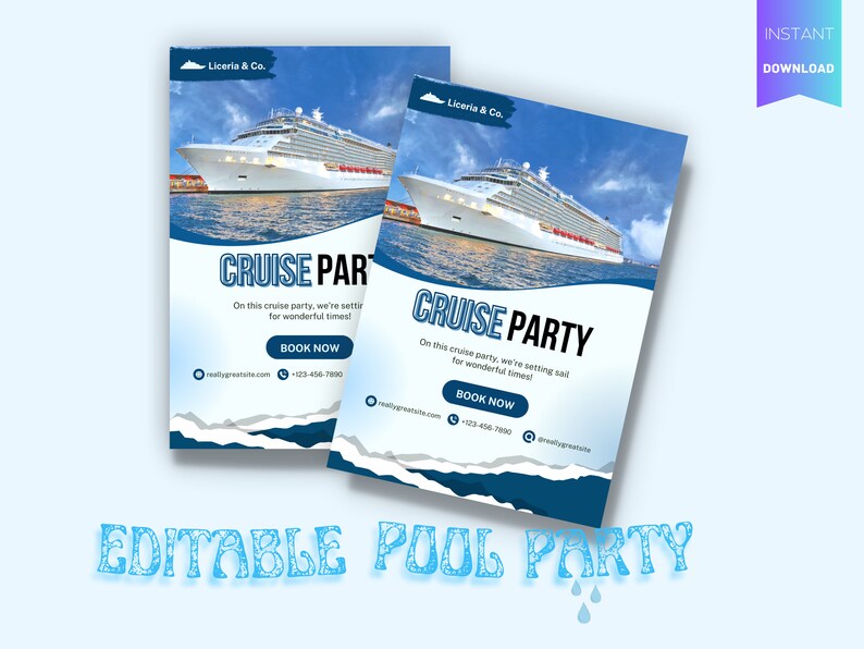 Editable Cruise Party Invitation Printable Summer Color Pool - Etsy