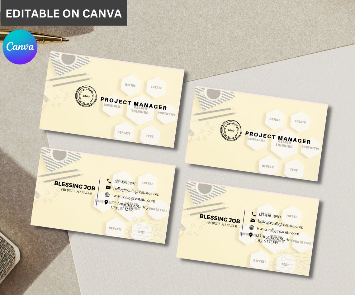 PROJECT MANAGER Business Card, Business Card Template, Editable ...