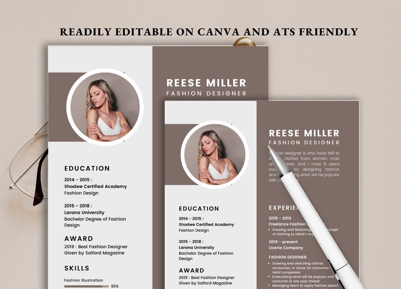 Designers Resume Template for Canva Professional CV Template - Etsy