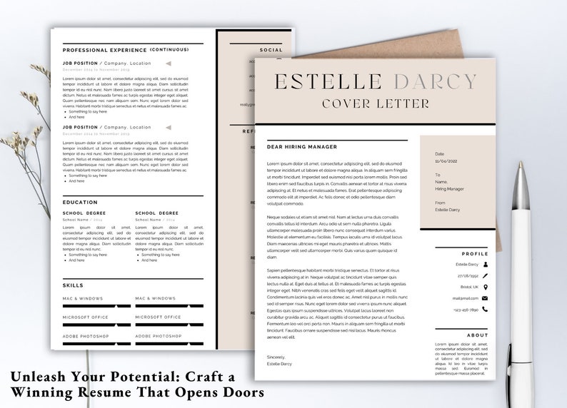 Modern Minimal CV Resume Template for Canva Professional CV - Etsy