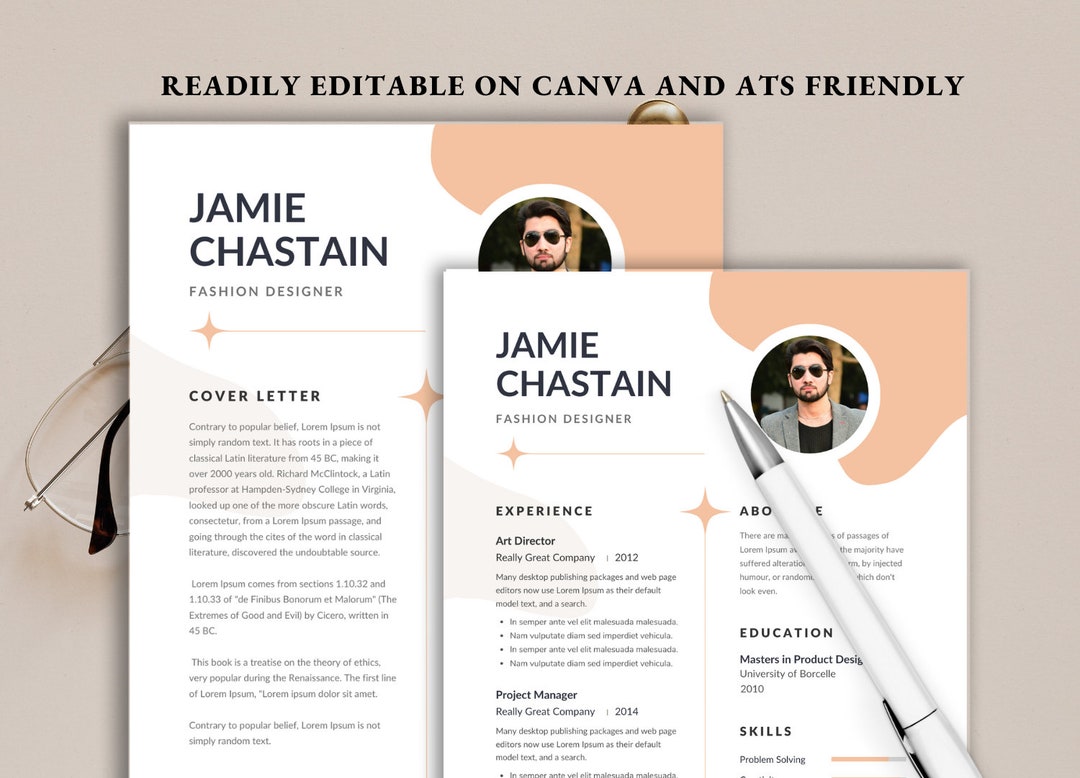 Fashion Designer Resume Template for Canva Professional CV Template ...