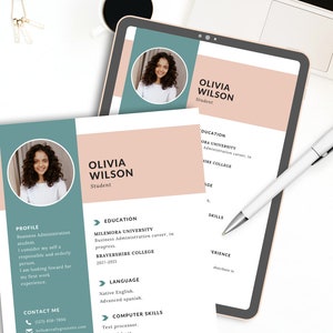 Clean Student Resume CV Template, Canva Professional CV Template, Canva ...