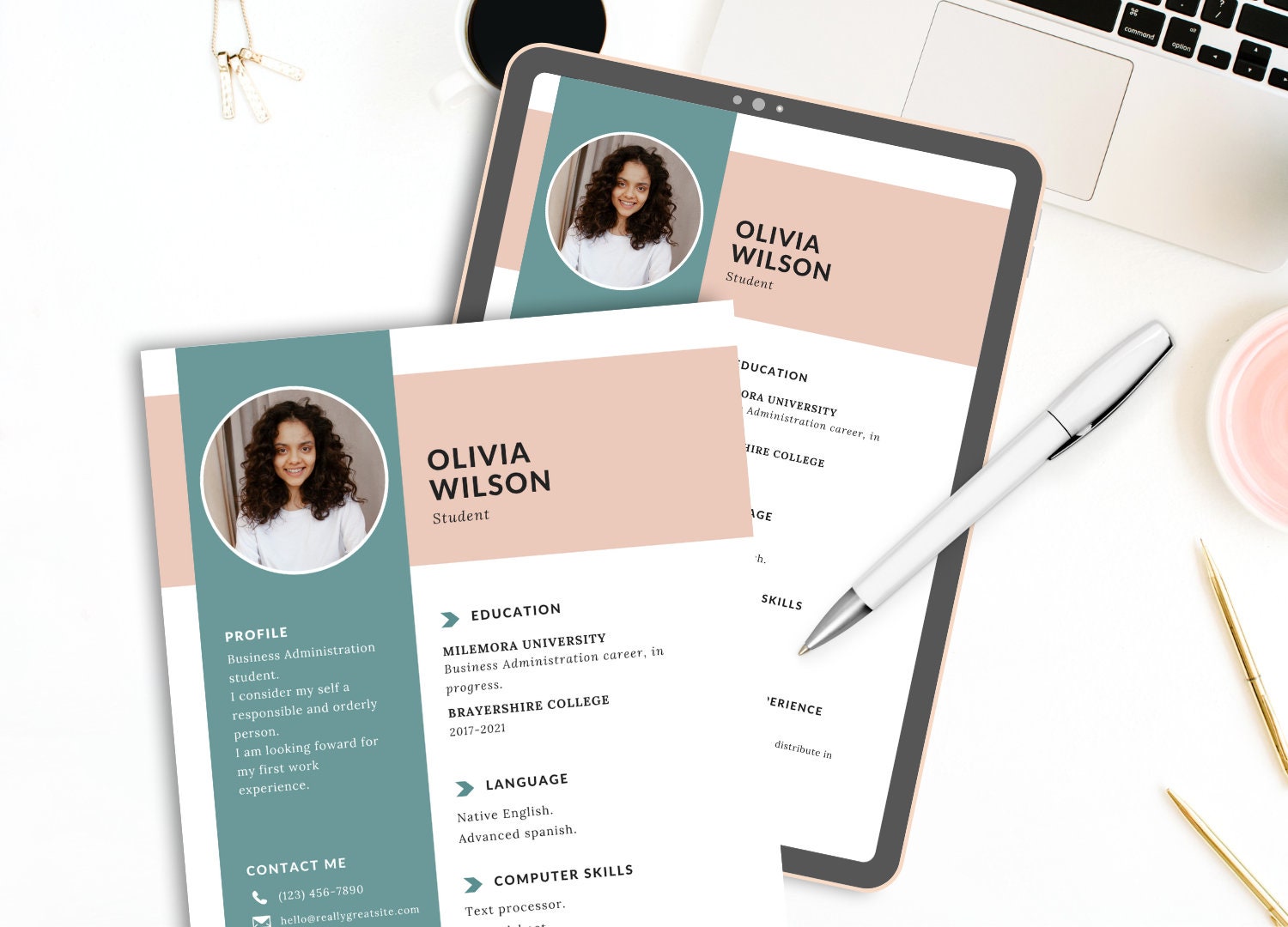 Clean Student Resume CV Template, Canva Professional CV Template, Canva ...
