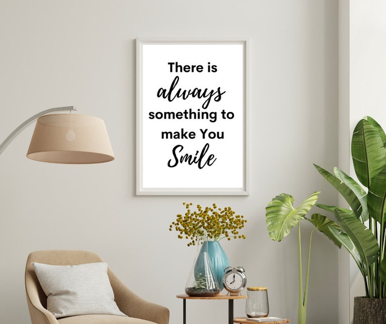 Minimalist Smile Motivational Wall Art, Inspirational Wall Art ...