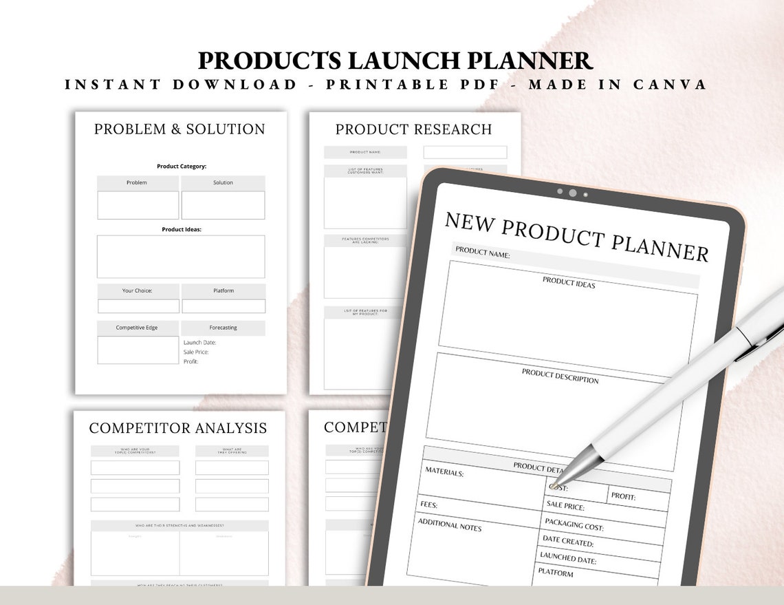 Product Launch Planner Printable Online Business Plan Seller Planner ...