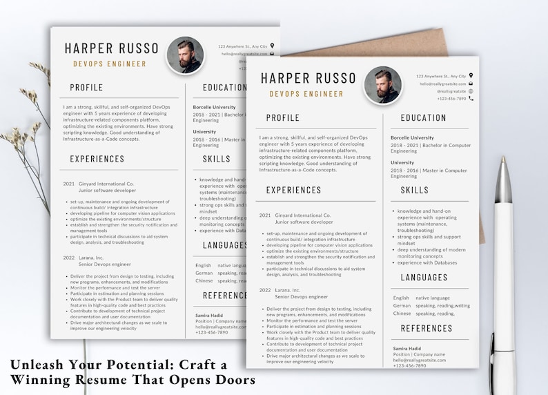 Devops Engineer CV Resume Template for Canva Professional CV Template ...