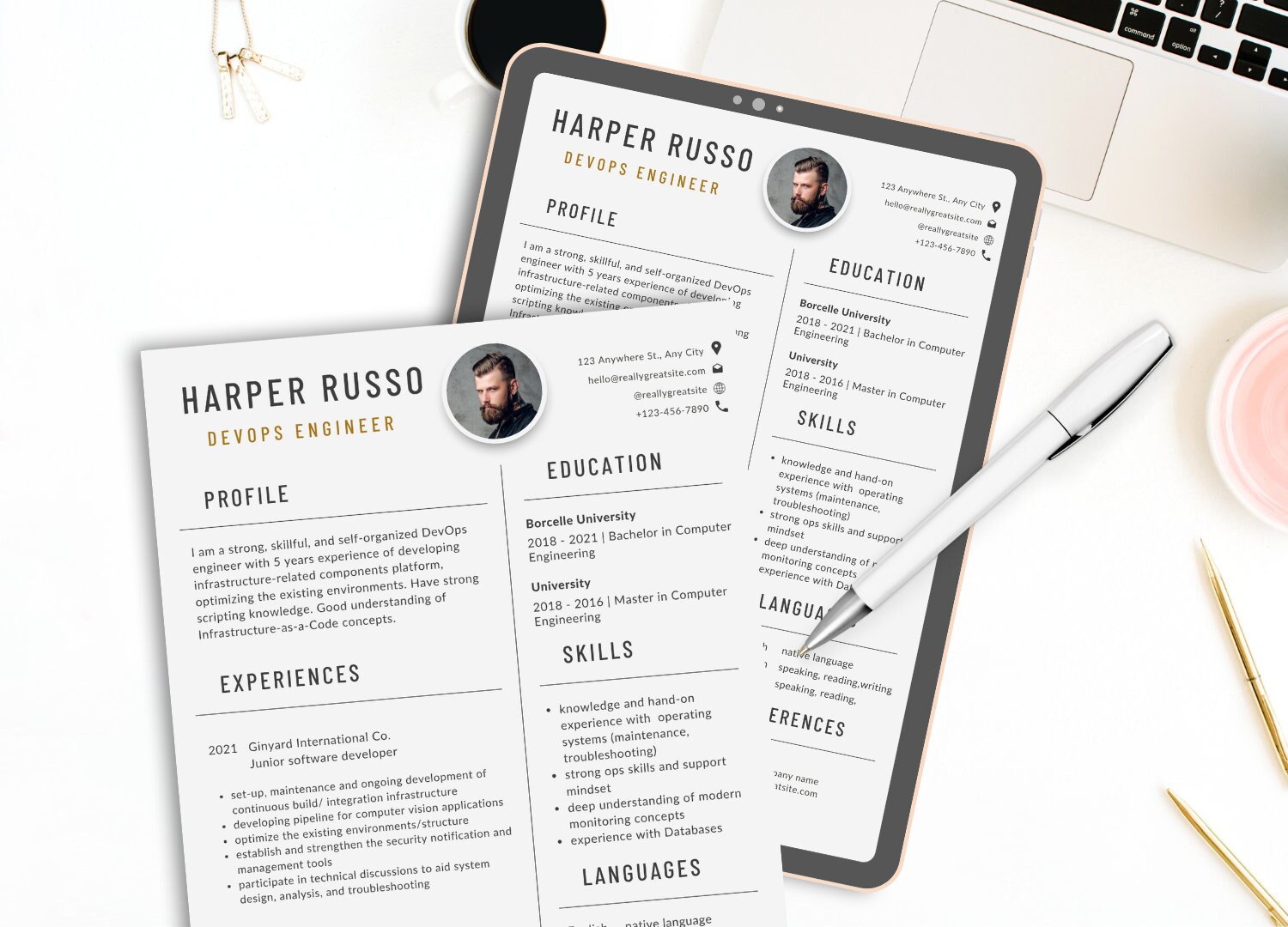 Devops Engineer CV Resume Template for Canva Professional CV Template ...
