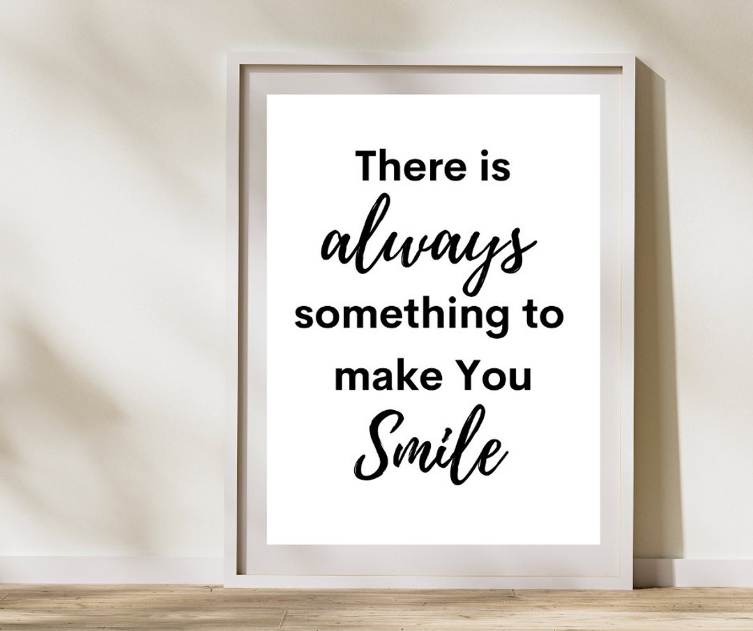 Minimalist Smile Motivational Wall Art, Inspirational Wall Art ...
