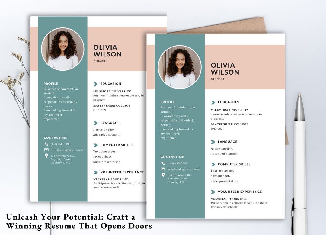 Clean Student Resume CV Template, Canva Professional CV Template, Canva ...