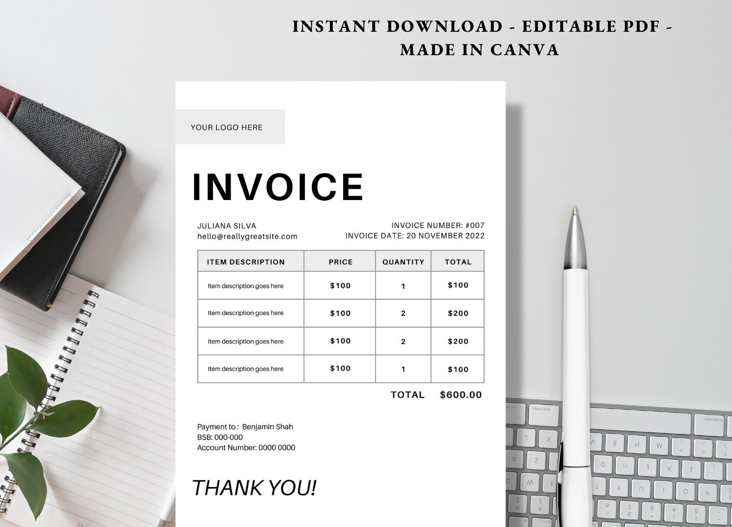 Beige Bold Modern Wedding Invoice Template, Invoice Template, Invoice ...