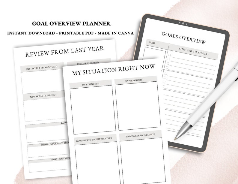 Printable Goal Planner Bundle, Daily, Weekly, Monthly, Quarterly ...