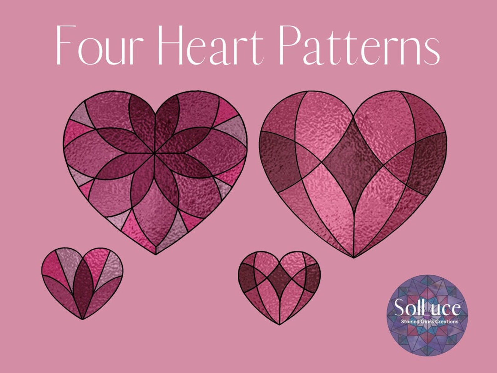 Four Stained Glass Heart Patterns - Etsy