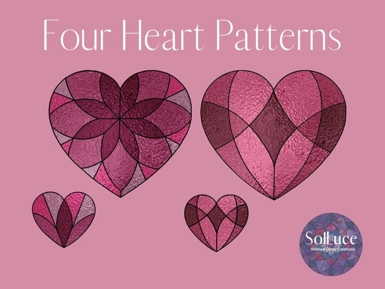 Four Stained Glass Heart Patterns - Etsy
