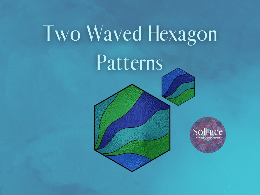Two Waved Hexagon Stained Glass Patterns - Etsy