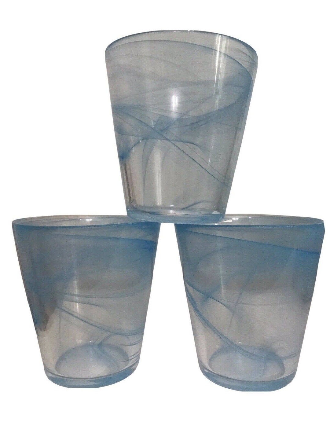 Murano Italian Bormioli Rocco Cobalt Blue Swirl Glass Tumblers 12 Oz ...