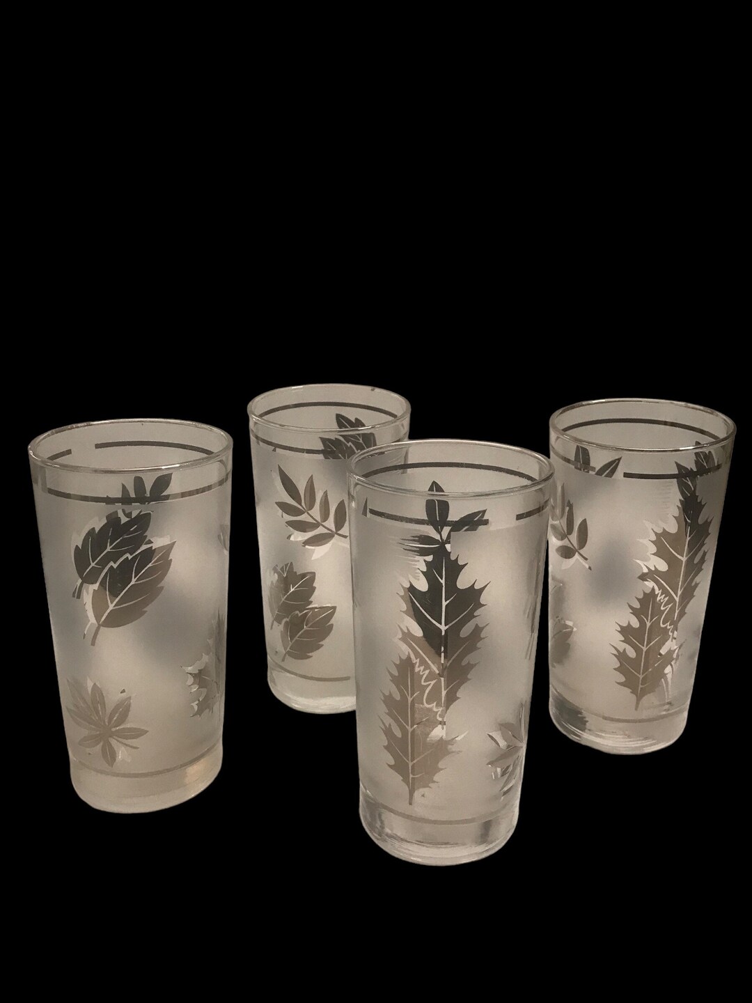 Vintage Libby Silver-leaf Glass Set of 4 - Etsy