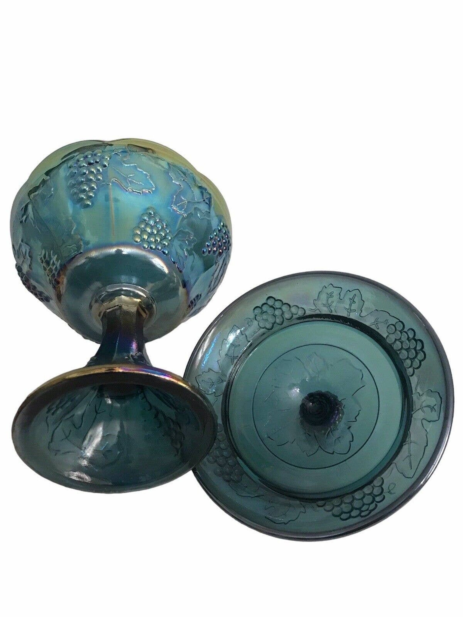 Indiana Carnival Glass Iridescent Blue/ Purple Compote - Etsy