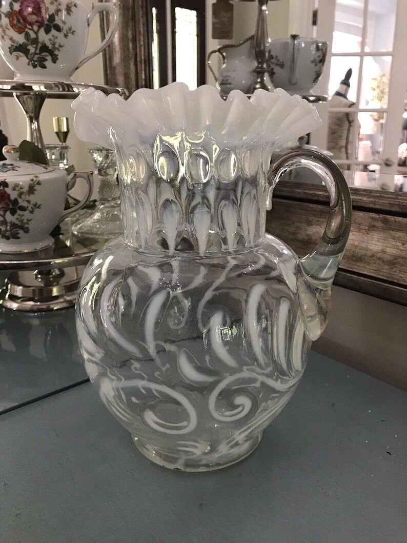 Antique Fenton Button and Braid Pitcher - Etsy