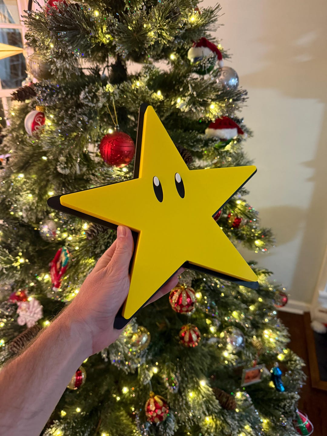 Extra Large Super Mario Star Tree Topper - Mario Christmas Decorations ...