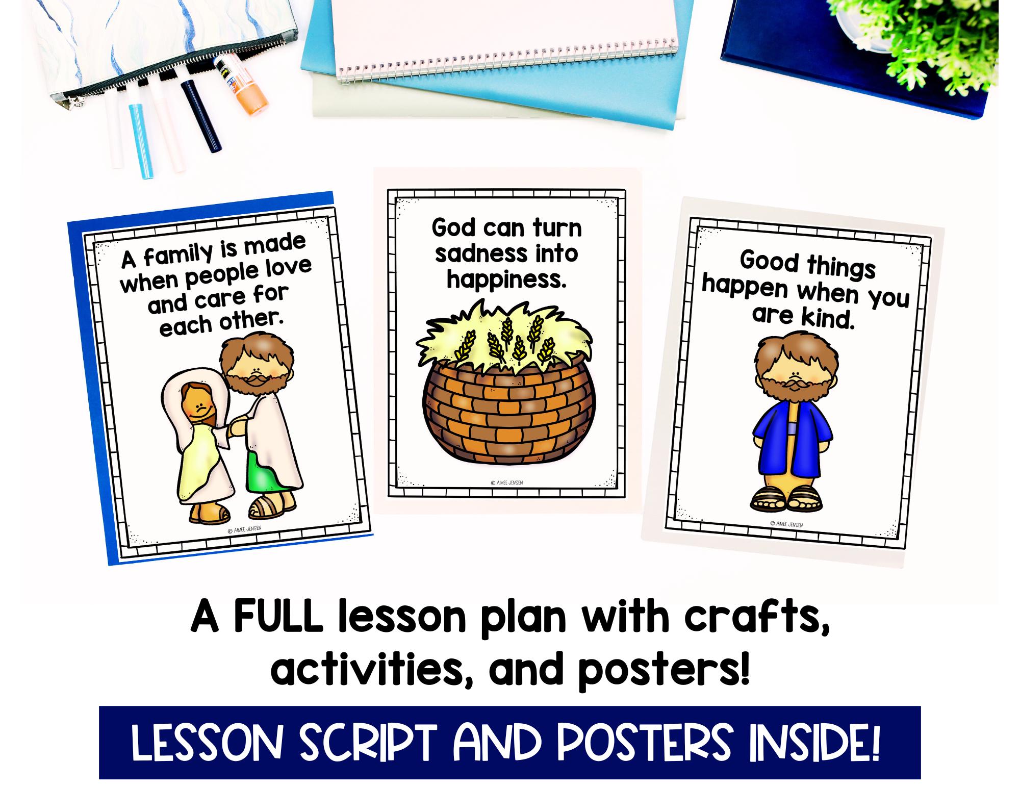 Ruth and Naomi FULL Bible Lesson for Little Kids, Homeschool Activities ...