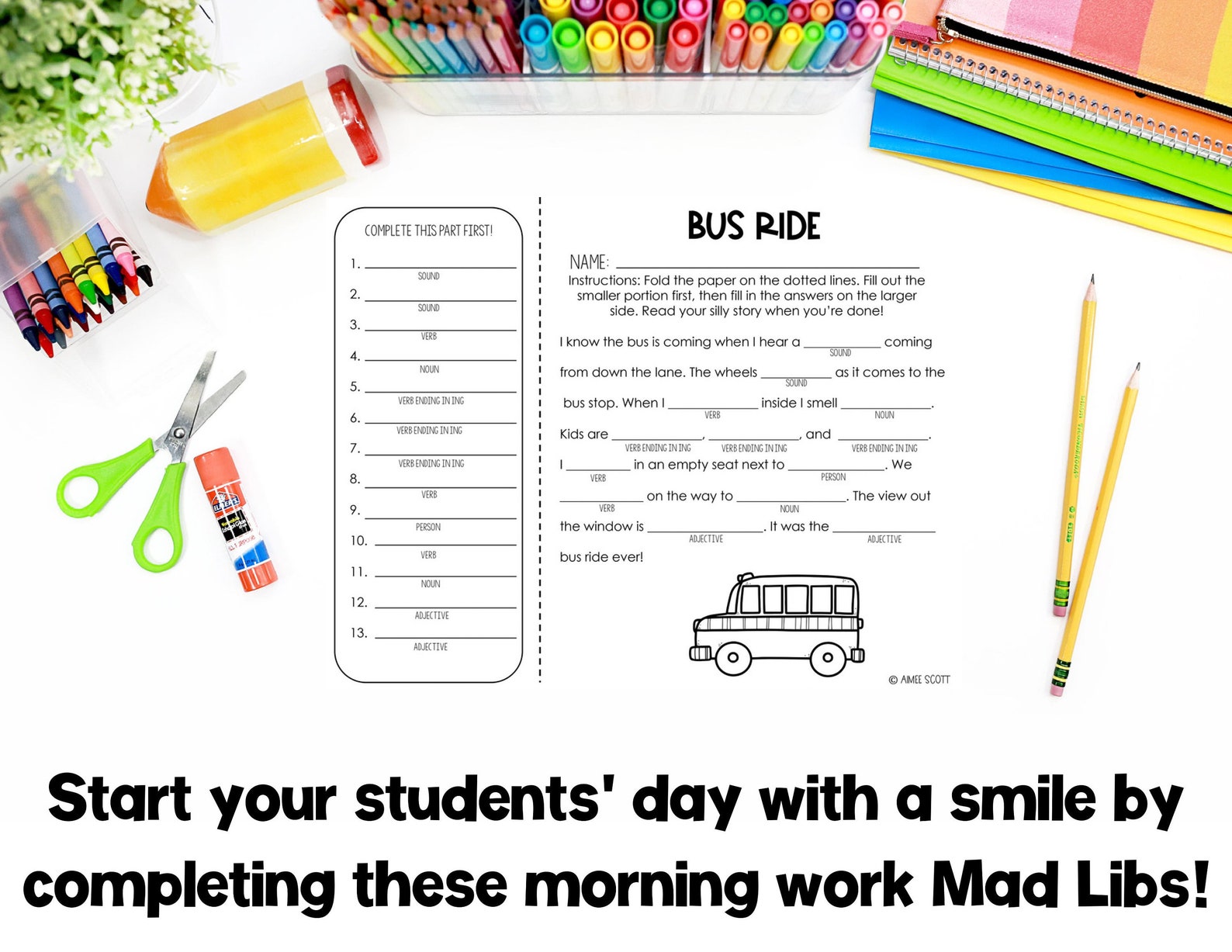 Back to School Activities | Mad Libs Game | Parts of Speech - Etsy