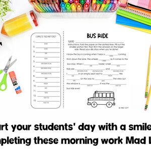 Back to School Activities | Mad Libs Game | Parts of Speech - Etsy