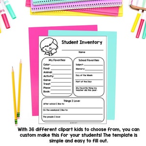 Classroom Decor | Student Inventory Template | Student Gifts - Etsy