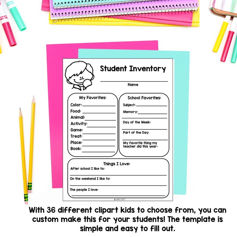 Classroom Decor | Student Inventory Template | Student Gifts - Etsy