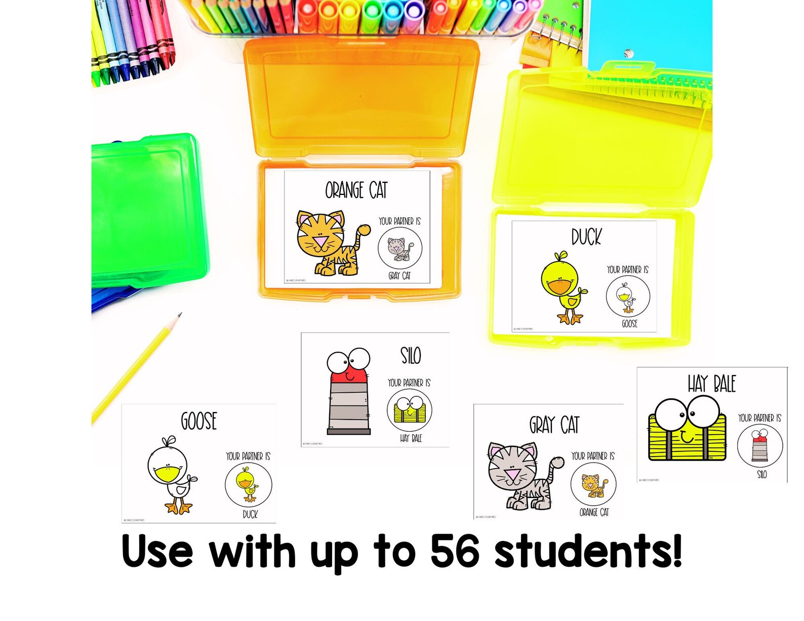 EDITABLE Farm Animals Partner Pairing Cards Classroom Decor Classroom ...