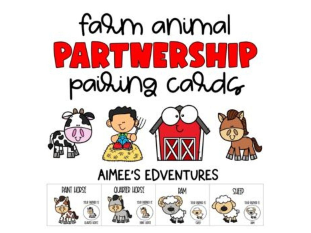 EDITABLE Farm Animals Partner Pairing Cards Classroom Decor - Etsy
