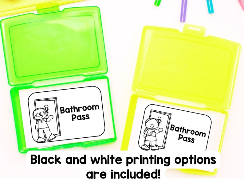 Bathroom Pass Restroom Passes Printable Elementary School Classroom ...