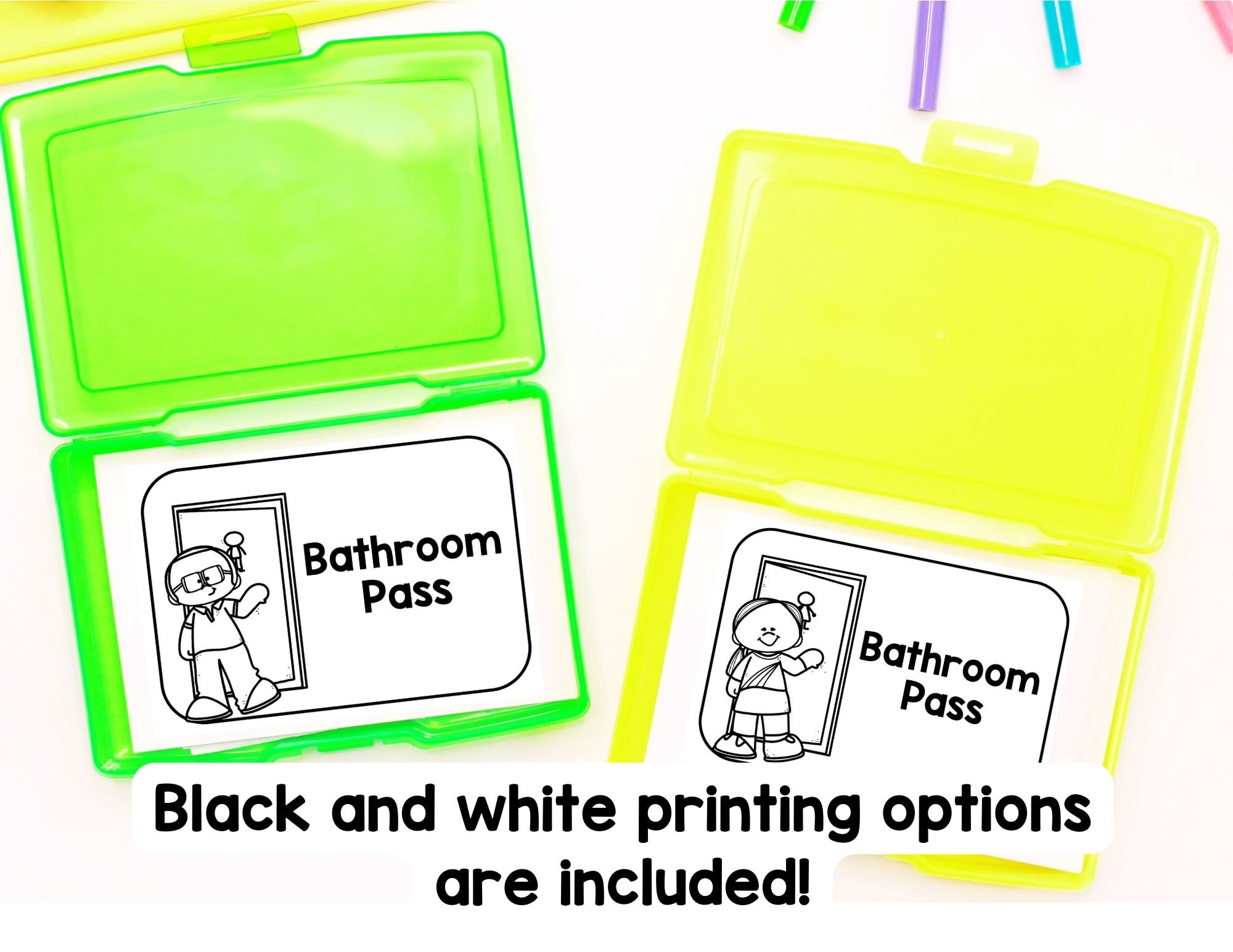 Bathroom Pass Restroom Passes Printable Elementary School Classroom ...