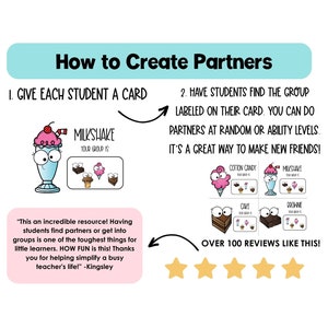 Small Group of 5 | Group Food Partner Pairing Cards | Classroom ...