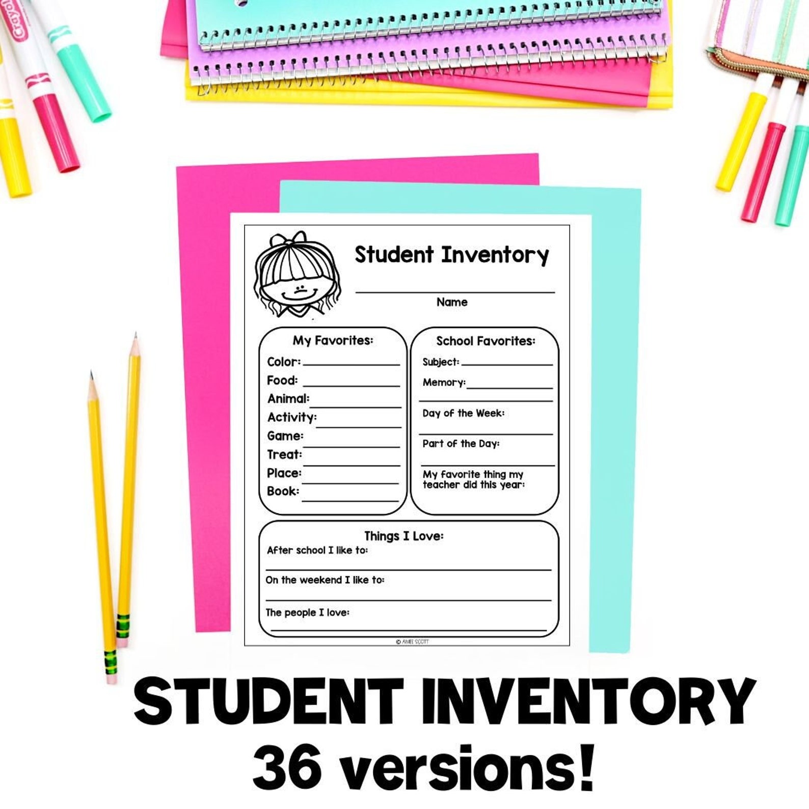 Classroom Decor | Student Inventory Template | Student Gifts - Etsy