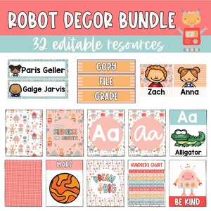 Robot Classroom Decor Bundle | Editable Classroom Transformation ...