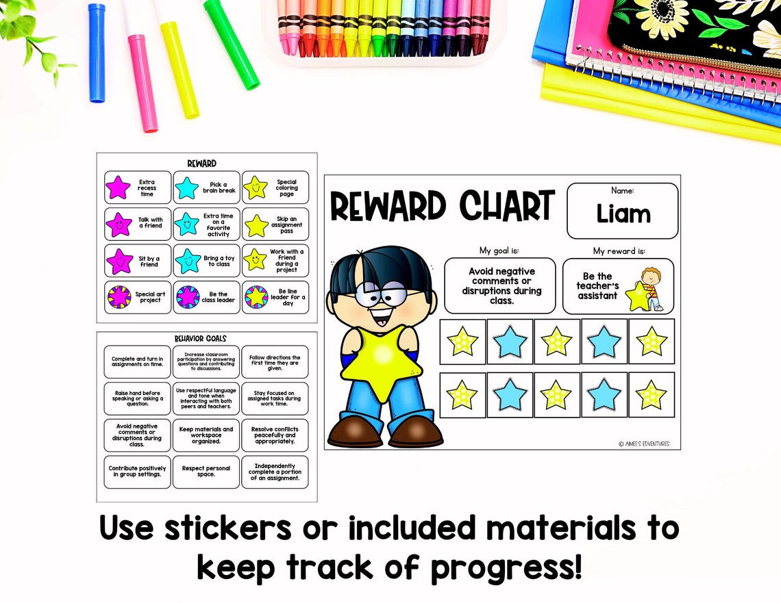 Reward Charts Printable Classroom Management Goal Setting Sheets ...